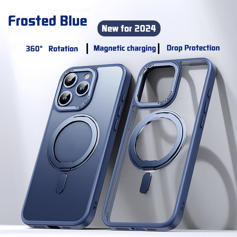 Wireless Magnetic Charging Phone Case With Swivel Stand For iphone ...